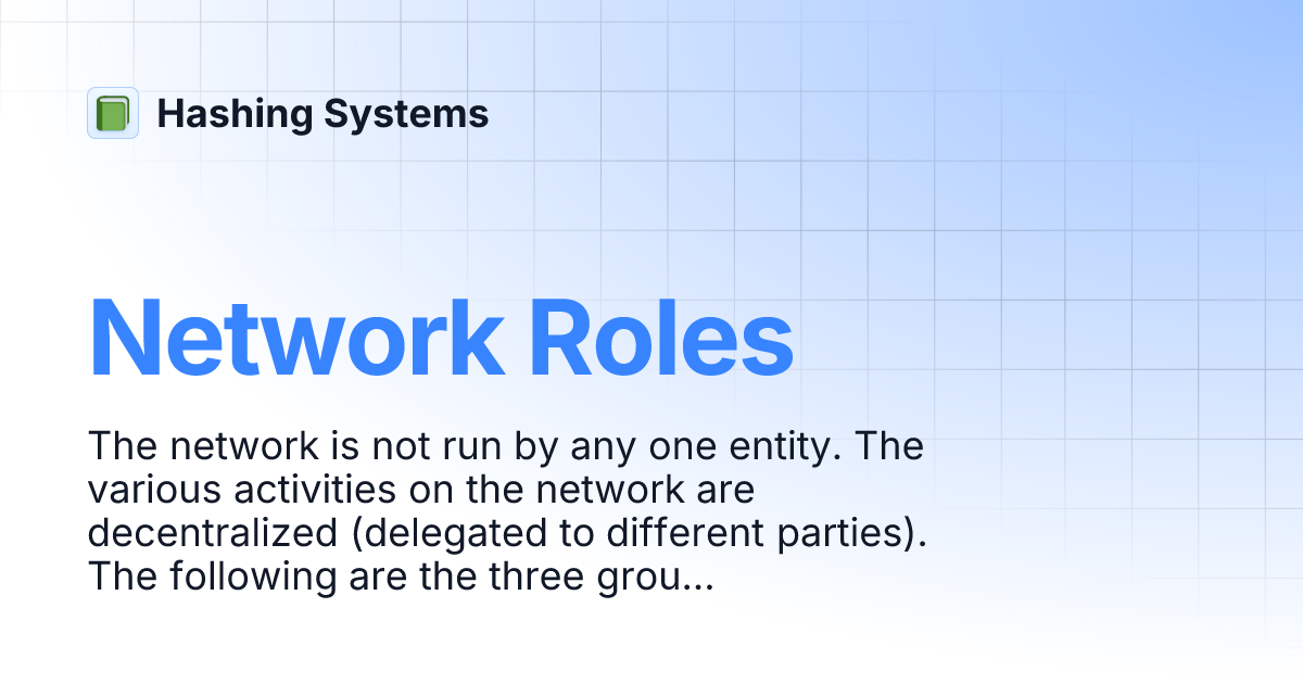 Network Roles | Hashing Systems